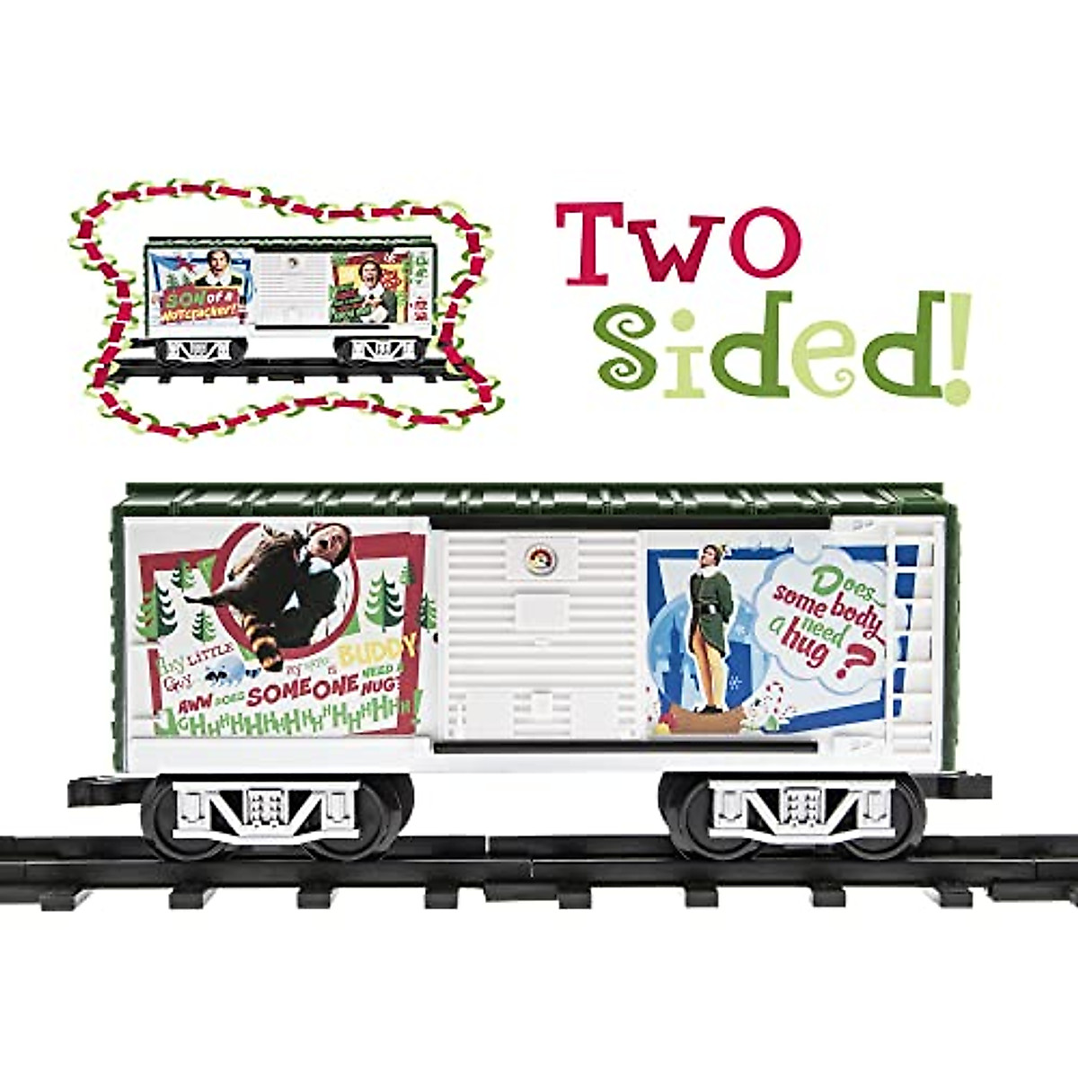 Lionel Battery-Operated Elf Toy Train Set with Locomotive, Train Cars, Track & Remote with Authentic Train Sounds, & Lights for Kids 4+