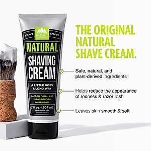 Pacific Shaving Company Natural Shaving Cream - Shea Butter + Vitamin E Shave Cream for Sensitive Skin - Clean Formula for a Smooth, Anti-Redness + Irritation-Free Shave Cream (3.4 Oz, 2 Count)