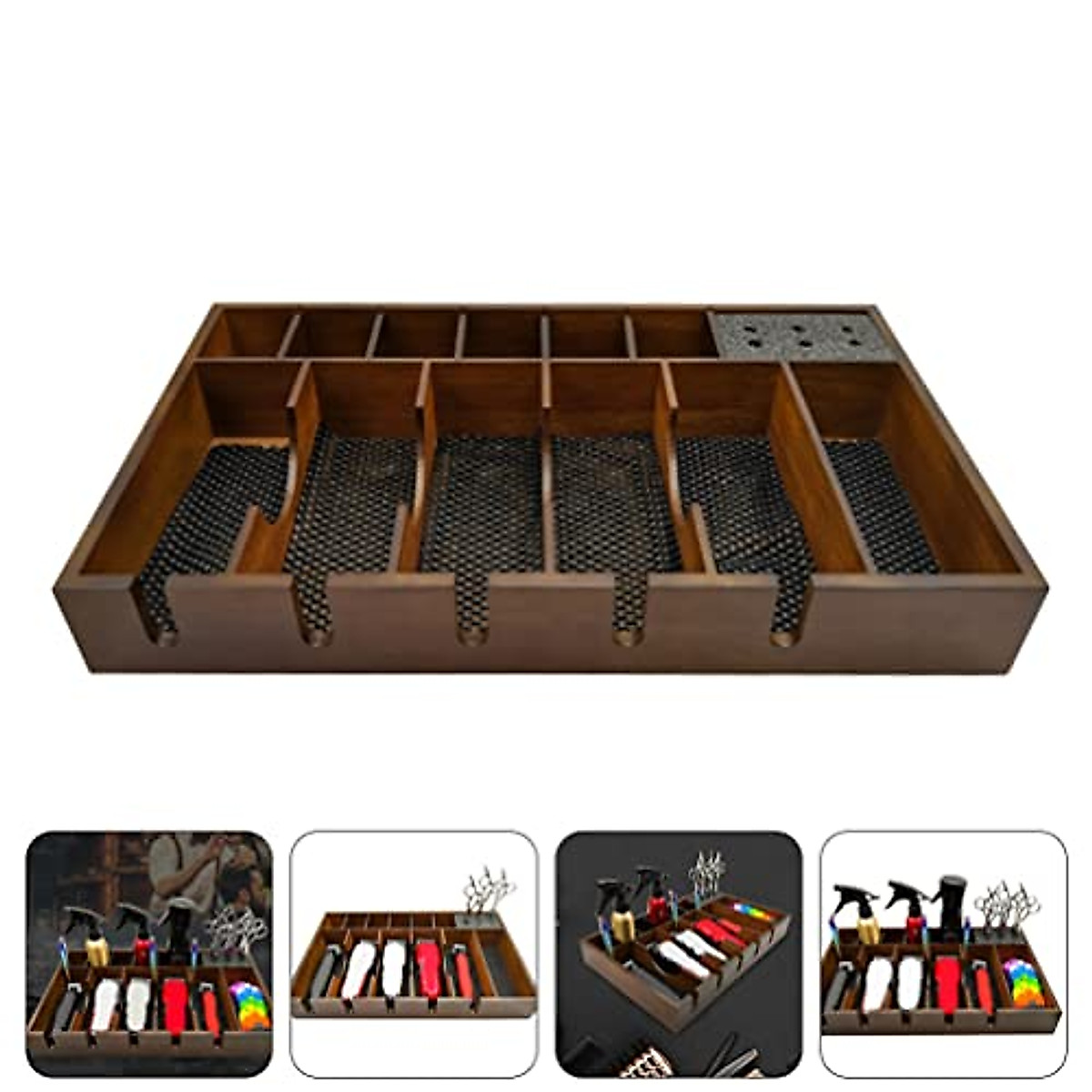 Barber Wooden Blade Rack Storage Tray: Hair Clipper Storage Tray Organizer Plastic Clipper Guide Comb Organizer Hairstylist Tools Storage Rack Salon Accessories Hair Clipper Wooden Holder