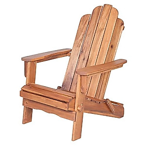 Walker Edison Outdoor Patio Wood Adirondack Foldable Chair All Weather Backyard Conversation Garden Poolside Balcony, Set of 1, Brown