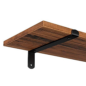 SONGMICS Wall ,Floating Shelves Set of 2, Rustic Decorative Shelves, Retro Style, 23.6 x 7.9 x 2.8 Inches, for Bedroom Living Room Kitchen Hallway, Brown and Black