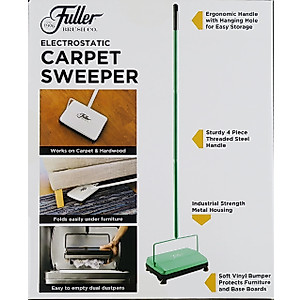 Fuller Brush 17029 Electrostatic Carpet & Floor Sweeper - 9" Cleaning Path - Lightweight - Ideal for Crumby Messes - Works On Carpets & Hard Floor Surfaces - Fresh Mint