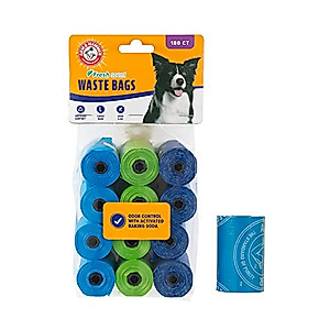 Arm & Hammer Easy-Tear Disposable Dog Poop Bag Refills, Fresh Scent Odor Control, Assorted Colors, 180 Dog Poop Bags 7 x 6.5 Inches