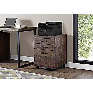 Monarch Specialties Computer Desk L-Shaped Corner Desk with Storage - Left or Right Facing - 60" L (Brown Reclaimed Wood Look) & I 7400 Filing Cabinet, 18.25" L x 17.75" W x 25.25" H, Brown