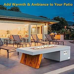 Onlyfire Premium 60” Outdoor Fire Pit Table with Lava Rocks& 12FT Hose, Large Propane Gas Firepit, Smokeless Fireplace 60,000BTU, Flame Adjustable for Backyard Patio Bonfire Party, Patio Heater FP015