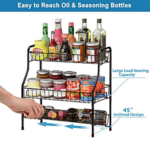 Vanfree Spice Rack Organizer for Countertop Kitchen Counter Storage Shelf, 3 Tier Seasoning Organizer Condiment Rack, Bathroom Counter Organizer for Vanity Bedroom and Desktop, Multiple Uses