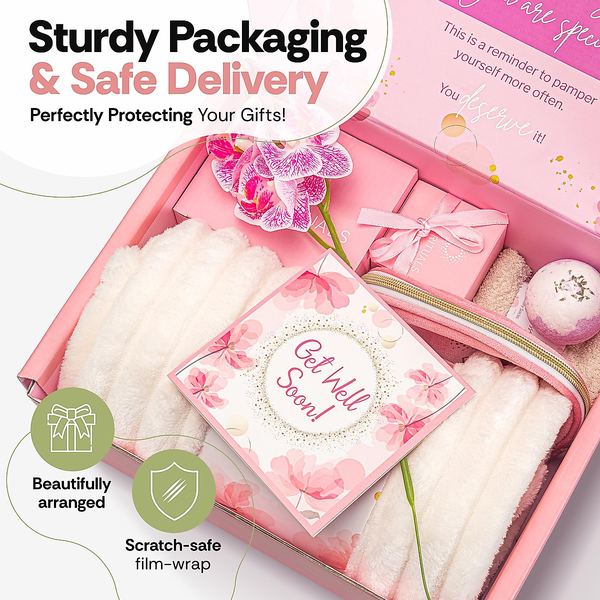 Get Well Soon Gifts for Women - Carefully Curated Sick Care Package for Women - Get Well Soon Gift Baskets for Women After Surgery - Get Well Gifts for Women w/Blanket, Mug & Candle to Feel Better