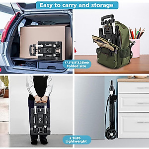 JMFOLD 70 lbs Folding Hand Truck,Lightweight Hand Truck Dolly with 2 Wheels & 2 Ropes,Portable Trolley,Folding Luggage Cart,Airport,Travel,Moving and Office (Silver-Aluminum)