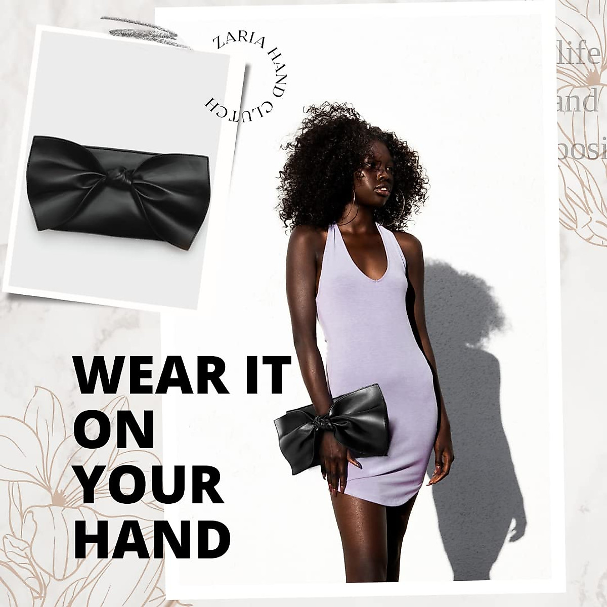 Before & Ever Oversized Wristlet Clutch Purses - Womens Evening Purse - Little Black Crossbody Bags for Women - Women's Crossbody Handbags - Vegan Leather Envelope Hand bag Wrist Wallet Purse