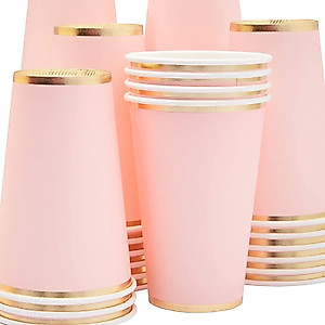 Juvale 50 Pack Light Pink Paper Cups, Disposable Party Supplies (12 oz)