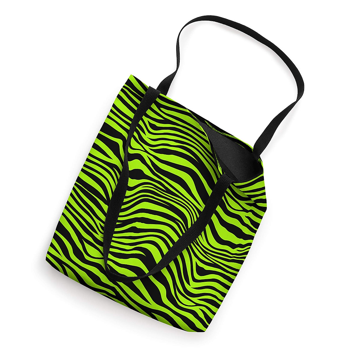 Bright and Bold Black and Green Tiger Print Animal Trendy Tote Bag