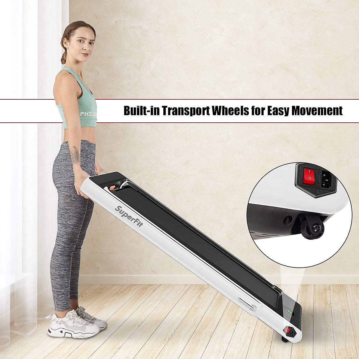 GYMAX Walking Pad, 2.25HP Foldable Treadmill with Smart App & Remote Control, Bluetooth LED Monitor, Small Spaces Compact Running Machine, Folding Portable Under Desk Treadmill for Home Office (White)