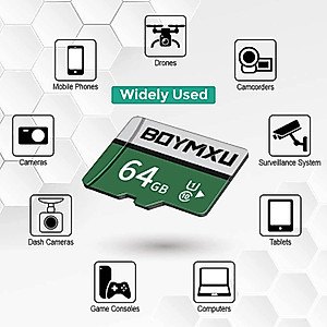 TF Memory Card 64GB 2 Pack,BOYMXU TF Card with Adapter,High Speed Memory Card Class 10 TF Card Memory Card for Phone Camera Computer-2 Pack