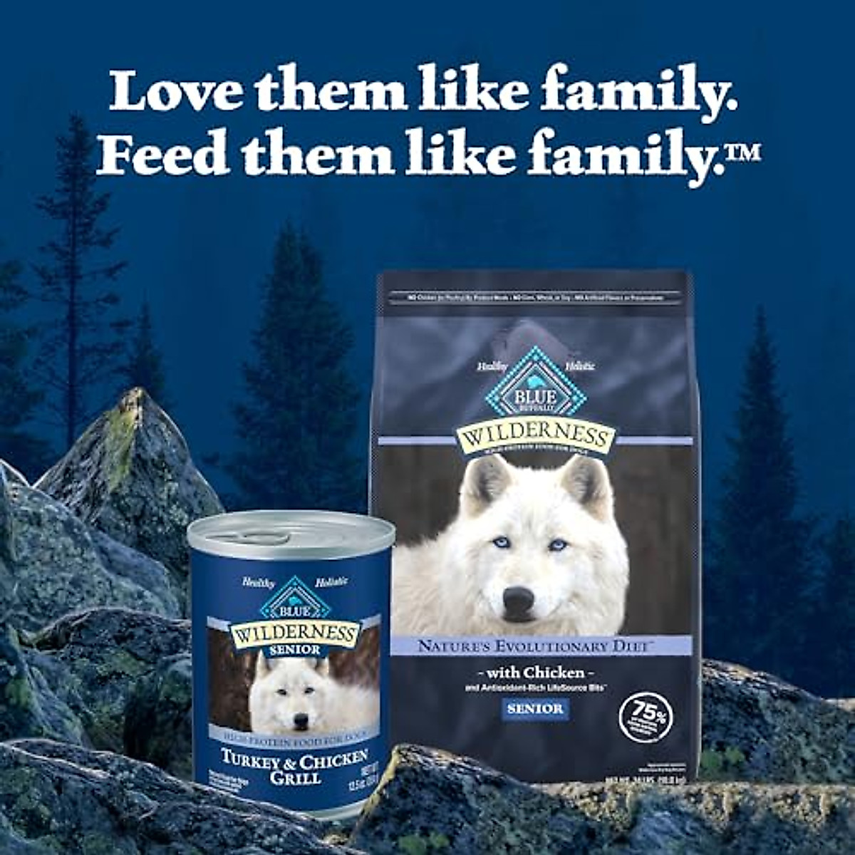 Blue Buffalo Wilderness Rocky Mountain Recipe Senior Wet Dog Food, High-Protein & Grain-Free, Made with Natural Ingredients, Red Meat Recipe, 12.5-oz. Cans (12 Count)