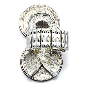 SoulBreezeCollection Pink Ribbon Breast Cancer Awareness Charm Cocktail Ring Stretch Adjustable Band (Styl 4)