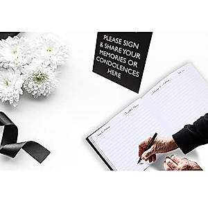 Funeral Guest Book For Memorial Service Set, Celebration of Life Sign in Book with Picture Pocket, Pen and Memory Table Card, In Loving Memory Guestbooks (Gold Embossed Leather Hardcover)