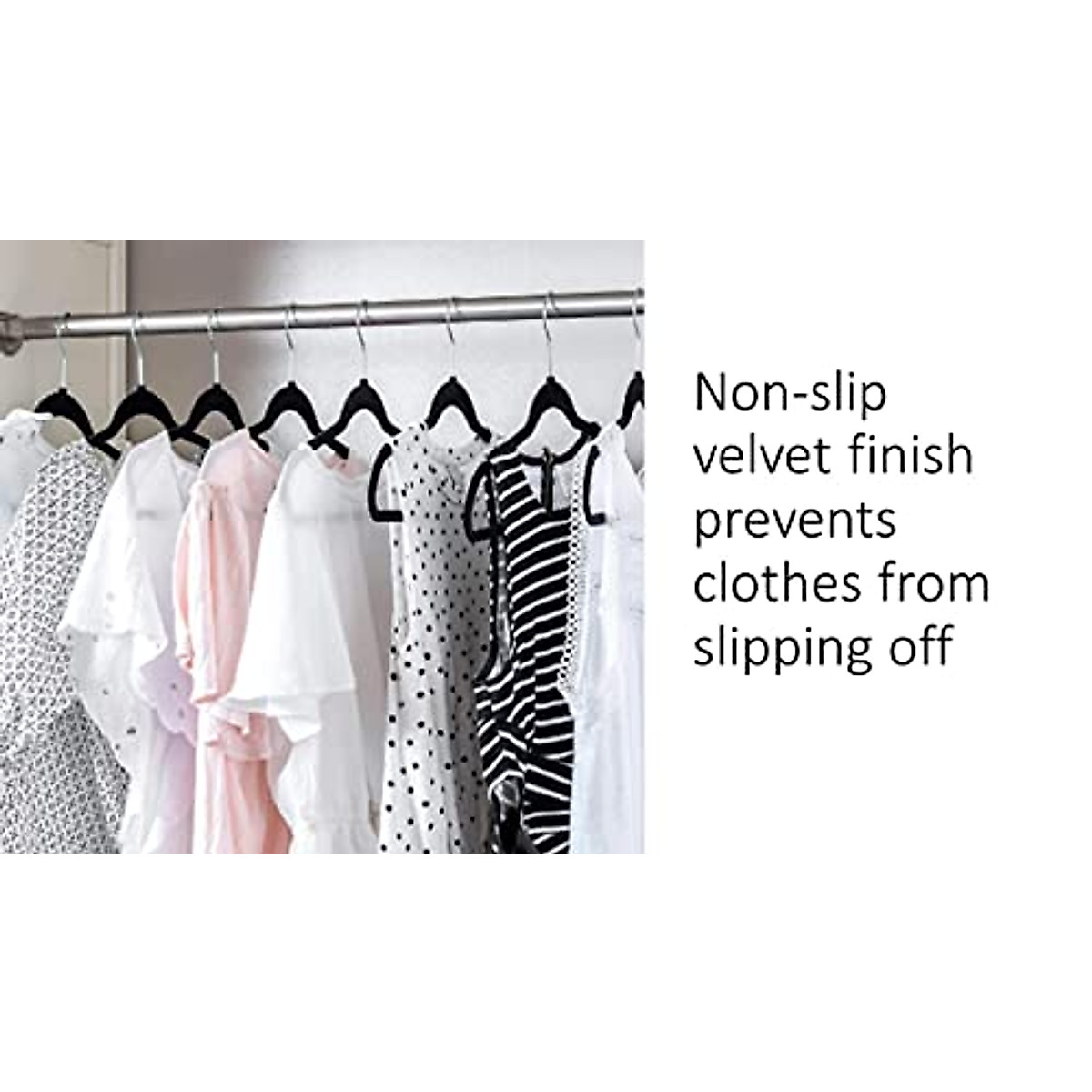 Method Mod Premium Velvet Hangers | Ultra Slim, Non-Slip, Durable Clothes Hanger, Coat Hanger, and Pants Hangers with 360 Degree Swivel Hook | Black Hangers 50 Pack