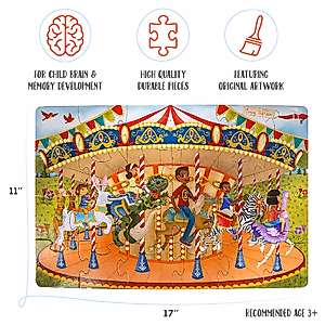 Upbounders- Joyful Carousel - 24 Piece Beginner Puzzles Toddler Kids Age 3-5, Preschool Puzzle with African American-Diverse Children at Play