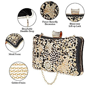 UBORSE Rhinestones Crystal Clutch Purses for Women Evening Bags Wedding Bridal Purse Prom Cocktail Party Handbags Black