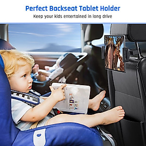 Klsniur Car Headrest Mount/Tablet Holder Car Backseat Seat Mount/Tablet Headrest Holder Universal 360° Rotate Adjustable for All 4.7"-12.9" Tablet iPad/Pro/Air/Mini,Kindle,Phone,Other Devices