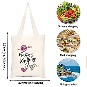 Nana’s Knitting Bag Grandma Knitting Tote Bag Knitting Lover Shopping Bag Nana Canvas Bag (Nanas Knitting Bag)