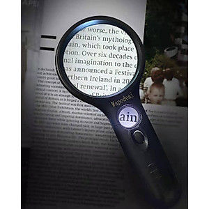 Wapodeai Magnifying Glass with Light, 3X 45X High Magnification, LED Handheld Lighted Magnifier, Suitable for Reading, Jewellery, Crafts, Lnspection, Science (Black)