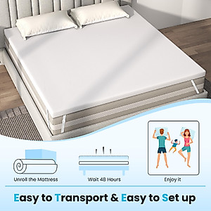 KOMFOTT 4 Inch King Gel Memory Foam Mattress Topper, Ventilated Ultra Soft Cooling Gel Mattress Pad with CertiPUR-US Certification, Pressure Relief Bed Topper for Back Pain