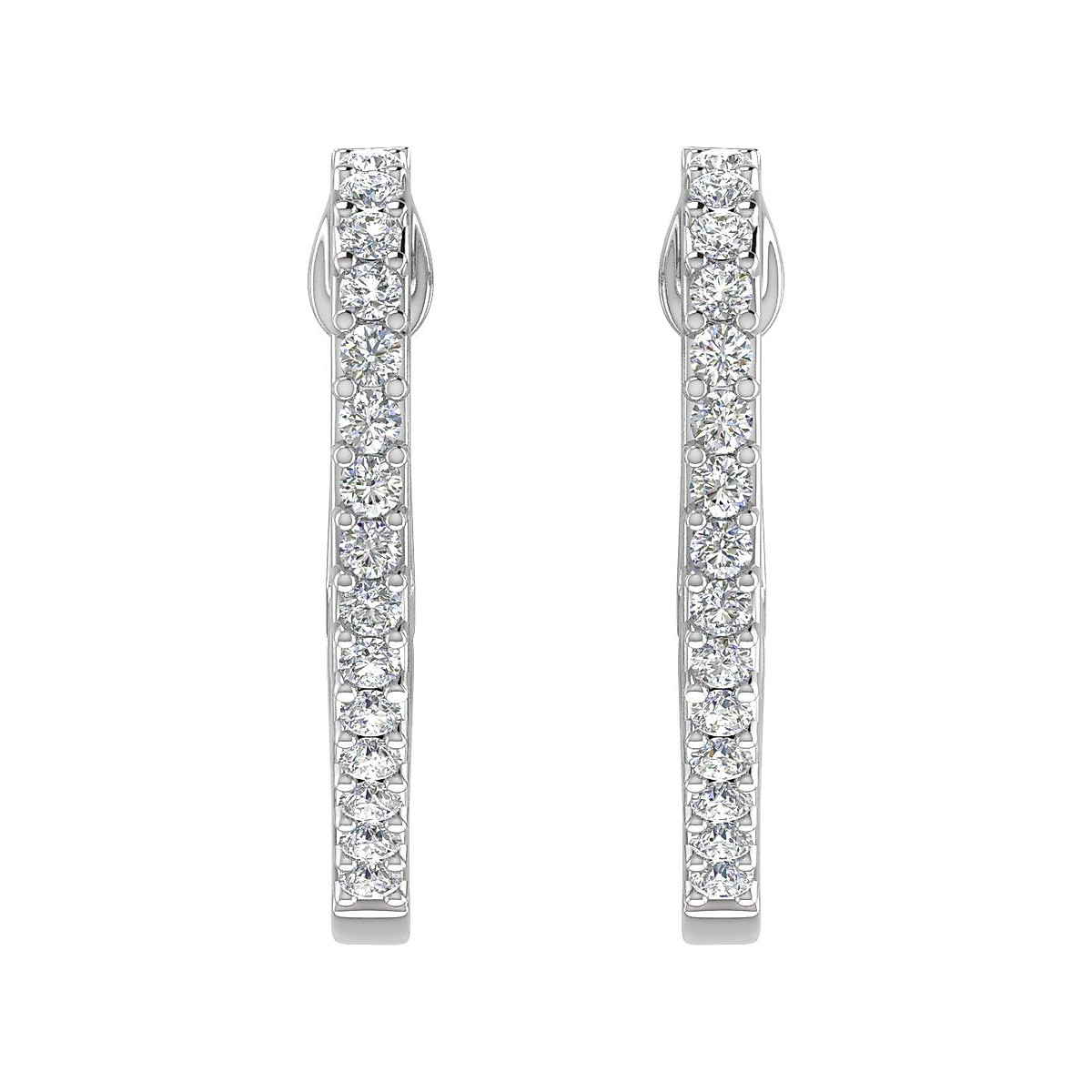 0.15 Carat Diamond Heart Shape Hoop Earrings in 10K White Gold