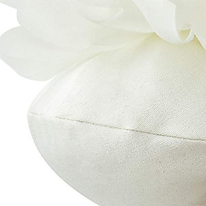 OiseauVoler Decorative Throw Pillow Handmade Luxury Cushion Accent 3D Flower Round Pillow with Insert for Couch Bedroom Home Decor 12 Inch White