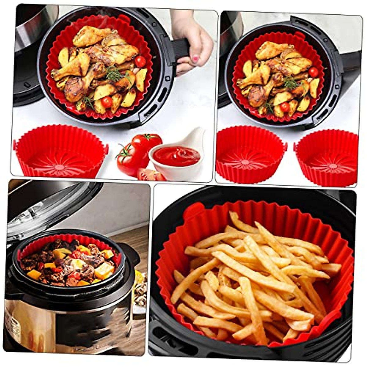 Luxshiny 2pcs Silicone Pad Air Fryer Ovens Washable Silicone Mat Air Fryer Basket for Oven Air Fryer Tray Air Fryer Oven Tray Airfryer Liners Oven Liners Air Fryer Accessories Baking Liners