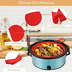 Silicone Slow Cooker Liners fit Crock-Pot 7-8 Quart Oval Slow Cooker，Reusable & Leakproof Dishwasher Safe Cooking Liner for 7 Quart Crock Pot (Blue+Red [Fit 7 to 8 QT][12"D x 9.25"W x 4.92"H])