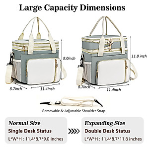 BAGNN Lunch Box & Lunch Bag for Women Men, Large Insulated Adult Lunch Box Leakproof Lunchbox Cooler Bag for Work Picnic Beach,16L, Olive Green & White