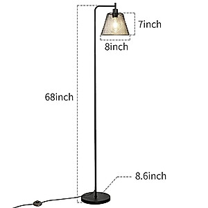 Feohak Industrial Floor Lamp, Standing Lamp with Hanging Iron Mesh Lamp Shade Whole Metal Farmhouse Floor Lamp with Foot Switch,68 inch Tall Modern Rustic Floor Lamps for Living Room Bedroom, Black