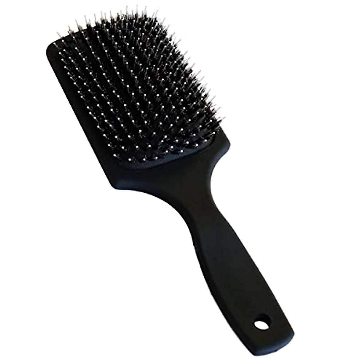 Boar Bristle Brush by Everlong Hair, Boar & Nylon Bristles Adds Shine & Promote Hair Growth, Scalp Massage & Detangling, Safe for All Hair Types Extensions & Wigs, Matte Black Coated Ergonomic Handle