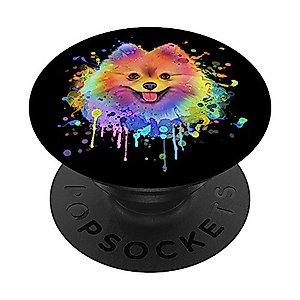 Colorful Splash Art Pomeranian Portrait Pom Puppy Owner PopSockets Swappable PopGrip