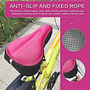 TOMDLING Kids Gel Bike Seat Cushion Cover, Breathable Memory Foam Child Bike Seat Cover, Seat Cushion for Children's Bicycle, with Water and Dust Resistant Cover, 9"x6" (Pink)