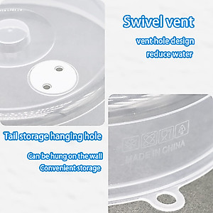 Microwave Splatter Cover for Food, BPA-Free Steam Vents Microwave Plate Cover with Easy-Grip Handle, Fruit Drainer Basket, For Dishwasher Safe & Refrigerator - 2Pcs (Diameter 9 inch + 6.7 inch)