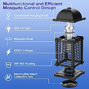 TMACTIME Bug Zapper for Outdoor and Indoor 20W 4300V High Powered Electric Mosquito Zappers Killer for Home Backyard Patio