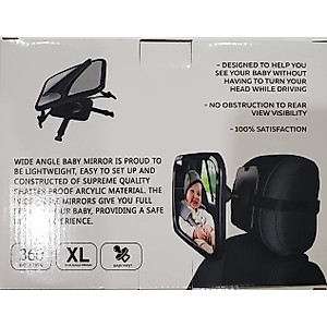 LmtLessDeals Baby Car Mirror Shatterproof Safely Monitor Infant Child in Rear Facing Seat Crash Test Rear Facing Car Mirror XL Wide Angle