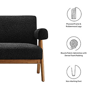 Modway EEI-6504-BLK Lyra Boucle Fabric Loveseat, Black