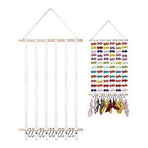 SYGY Bow Holder for Girls Hair Bows, Bow Organizer for Girls Hair Bow, Clip, Hair Tie, Headband Storage, Hair Accessories Organizer Display for Girls Room Wall Hanging Decor