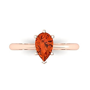 Clara Pucci 0.9ct Pear Cut Solitaire Stunning Genuine Red Diamond Bridal Designer Wedding art deco Anniversary Ring 14k Rose Gold 4.25