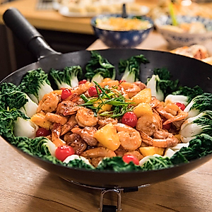 Nuwave Induction Wok, 3 Wattages 600, 900 & 1500, Precise Temp Controls from 100°F to 575°F in 5°F, Infuse Complex Charred Aroma & Flavor, Authentic 14-inch Carbon Steel Wok Included, Wok Hei