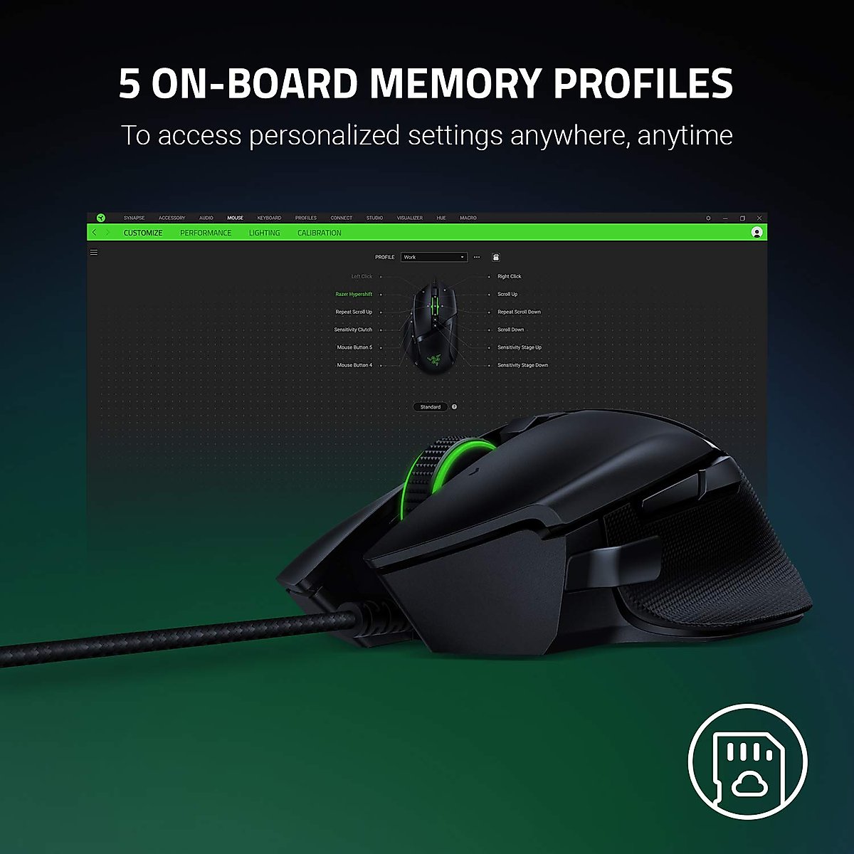 Razer Basilisk v2 Wired Optical Gaming Mouse Chroma RGB Lighting 11 Programmable Buttons (Renewed)