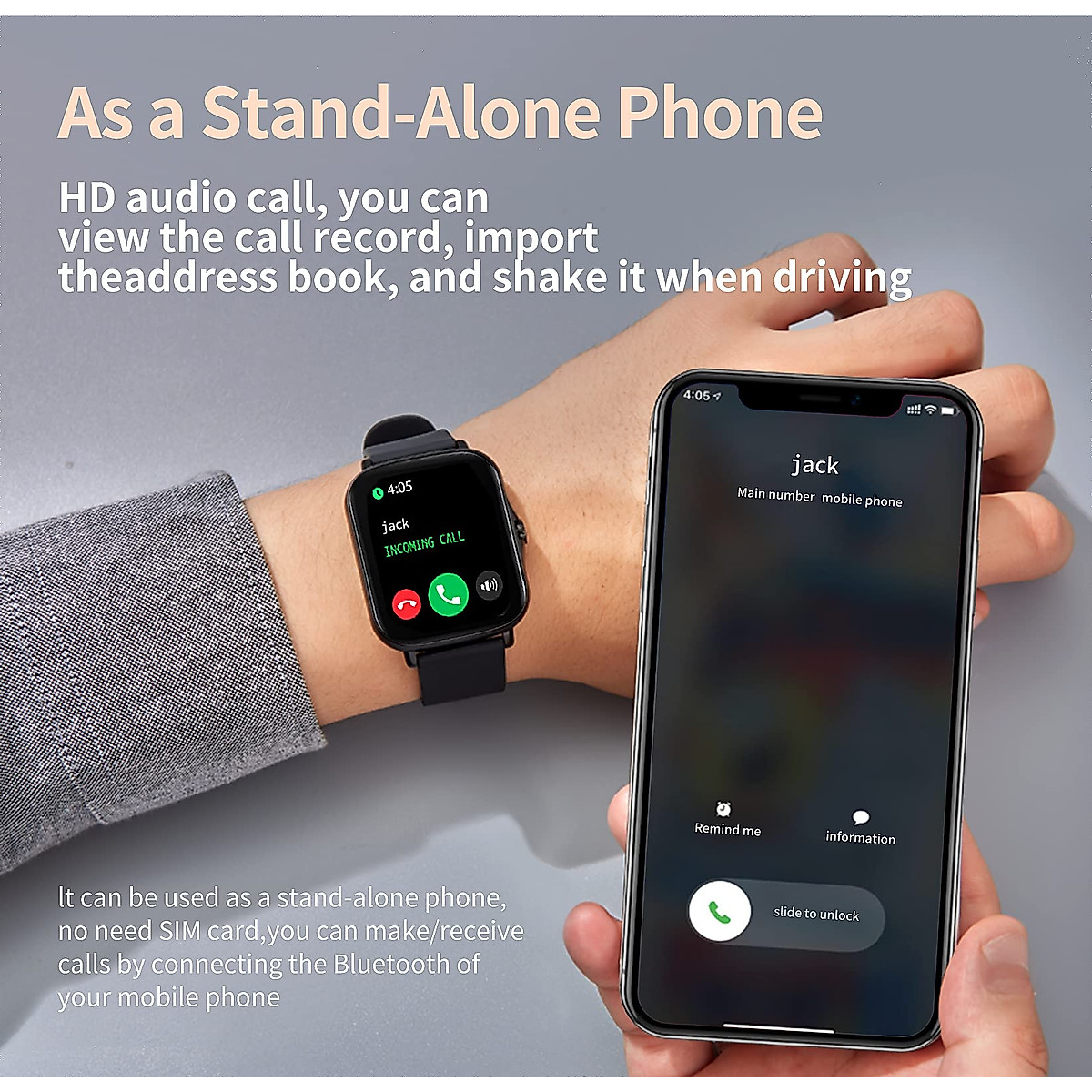 Smart Watch for Android Phones iPhone Compatible 1.7''Full Touch Screen Call Receive/Dial Smartwatch Fitness Tracker with Music, Blood Oxygen, Heart Rate and Sleep Monitor for Women Men