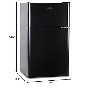 Commercial Cool CCRD32B Compact Double Door Refrigerator with True Freezer, 3.2 Cu. Ft. Mini Fridge, Black