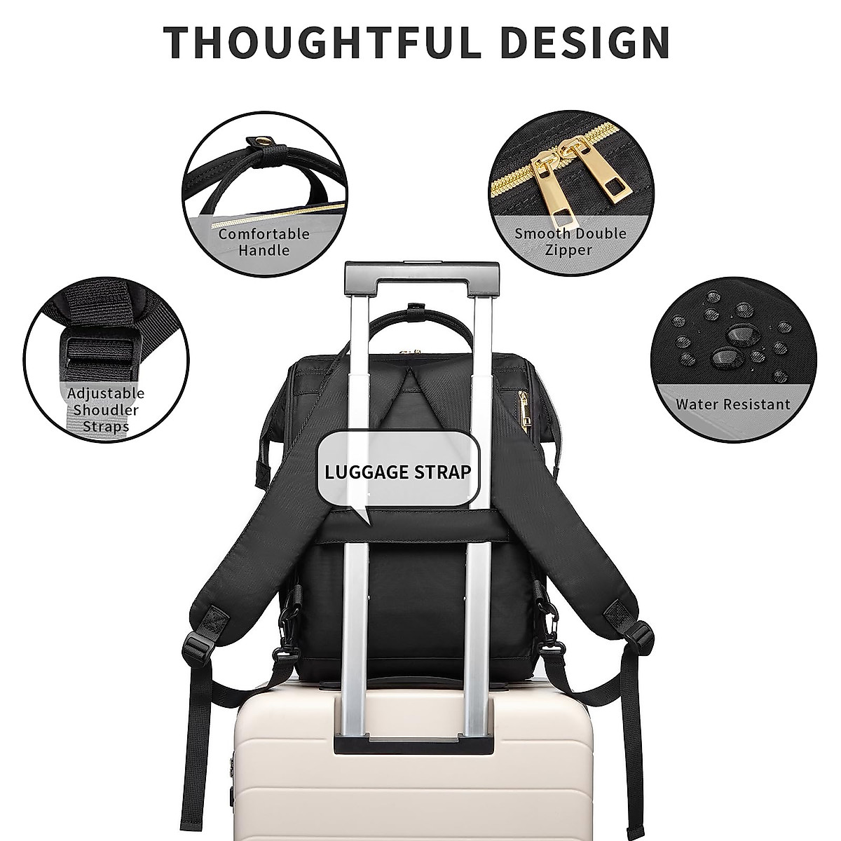 seyfocnia Laptop Backpack for Men,15.6 Inch Computer Bags for Laptops for Men Travel Backpack Purse Nurse Teacher Backpack College Work Bags Waterproof Laptop Backpack for Women with USB Port,Black