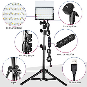 RGB Photography Lighting,USB Powered 2600K-6000K LED Tabletop Light with Stand, for Zoom Calls Video Conference Webcam Meeting Tiktok Game Streaming YouTube Photo Video Studio Shooting （2 Packs