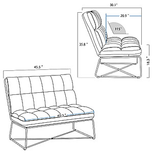 MCombo Loveseat Sofa Couch, Mid-Century Velvet Armless Settee, 2-Seater Upholstered Bench for Living Room Bedroom 4018 (2 Sets Brown)