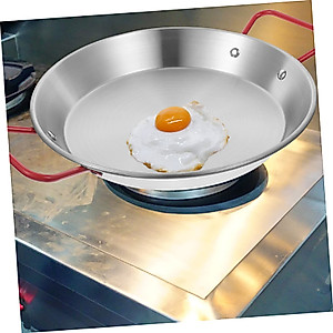 IMIKEYA Kitchen Supplies Stir Frying Pans with Steamer Enameled Steel Paella Pan Wok Frying Pan Cooking Pan Frypan Non Stick Fry Pan Stainless Cookware Non Stick Paella Pan Skillet Silver